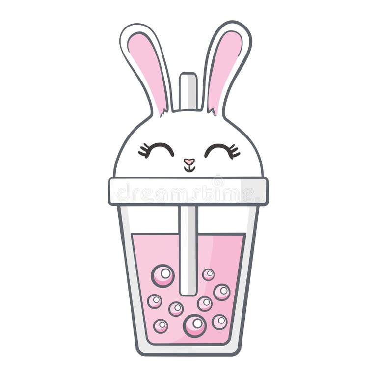 Cute Rabbit Thai Tea Cup Vector Illustration Stock Vector ...
