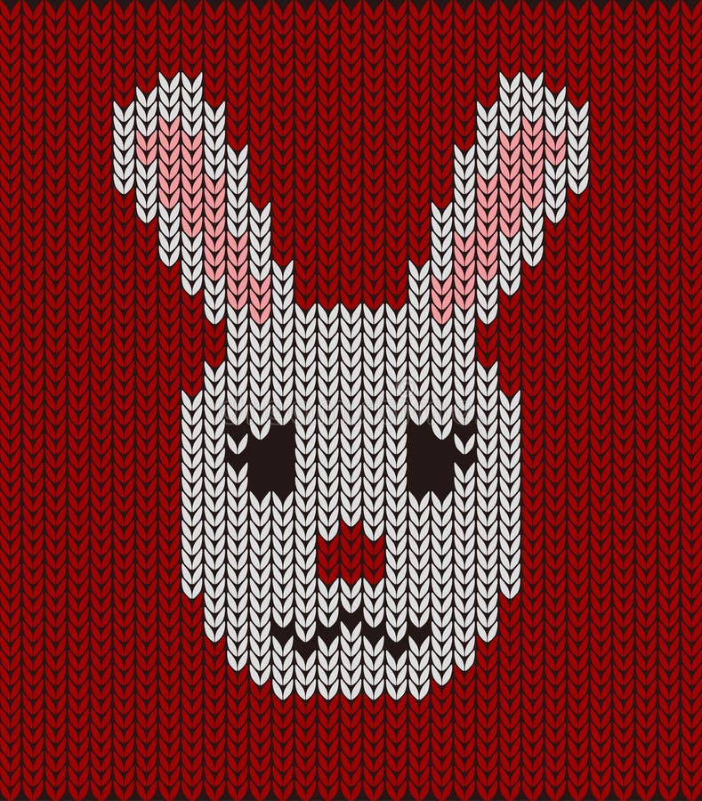 Cute Rabbit Toy on the Knitting Pattern, Happy New Year, Vector ...