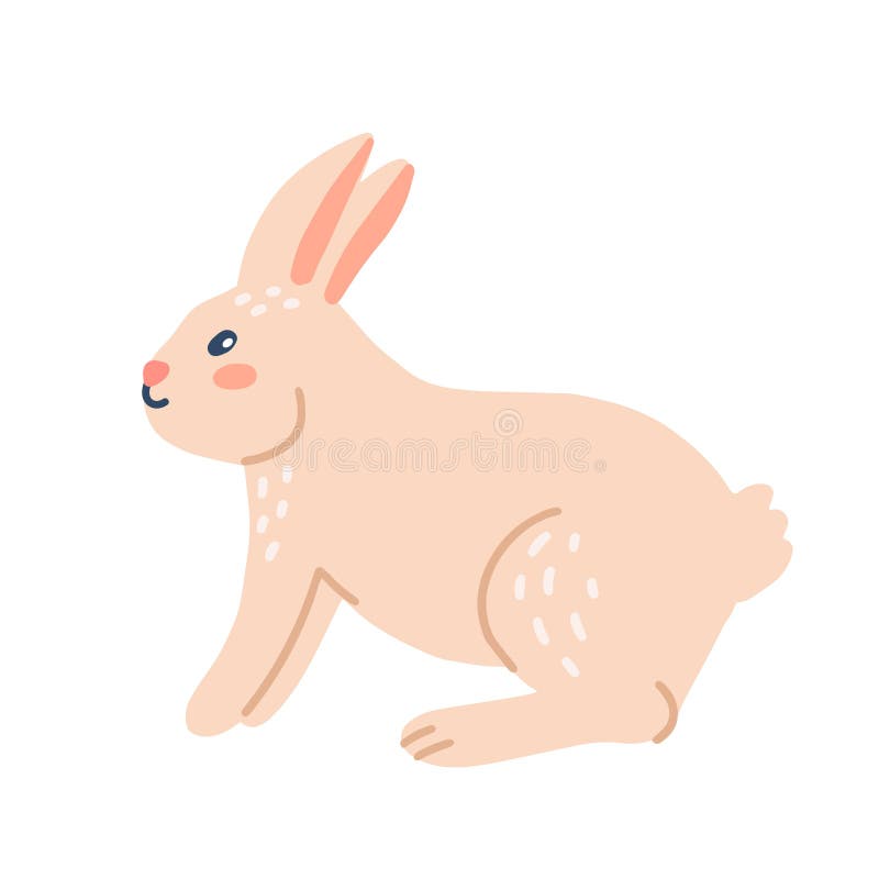 Cute Rabbit, Vector Flat Hand Drawn Illustration Stock Vector ...
