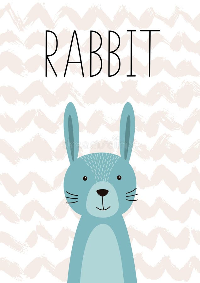 Cute Rabbit. Vector. Poster, Card for Kids Stock Vector - Illustration ...