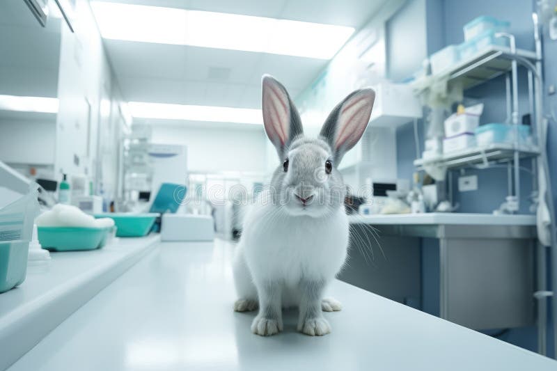 Cute Rabbit in Vet Clinic, Ai Generated Stock Illustration ...