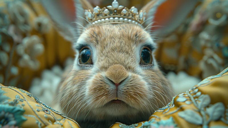 Rabbit Wearing a Crown stock illustration. Illustration of portrait ...