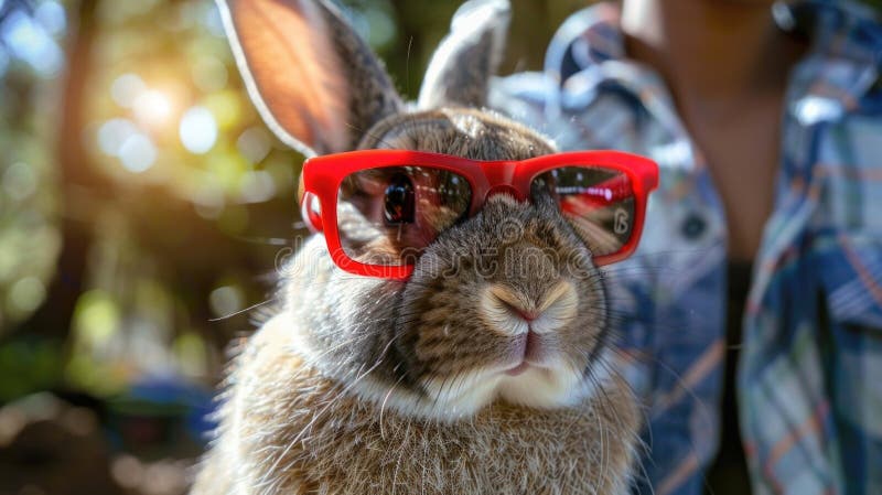 A Cute Rabbit Wearing Red Glasses, Perfect for Various Creative ...