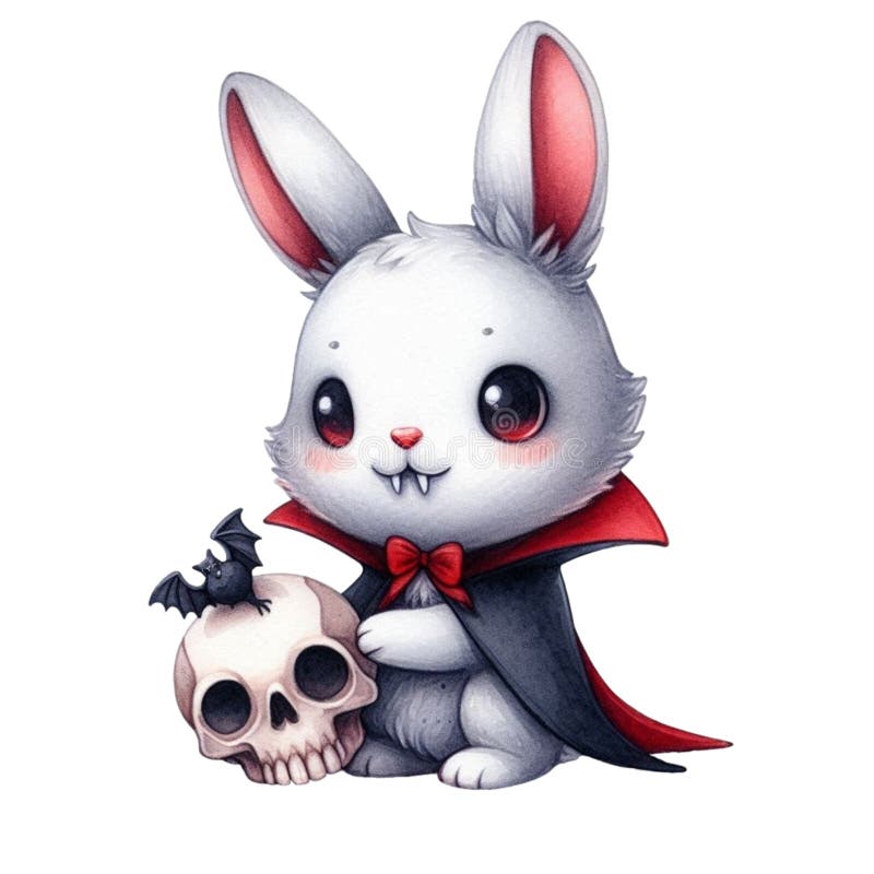 Cute Rabbit Wearing a Vampire Costume Clipart Watercolor Stock Vector ...