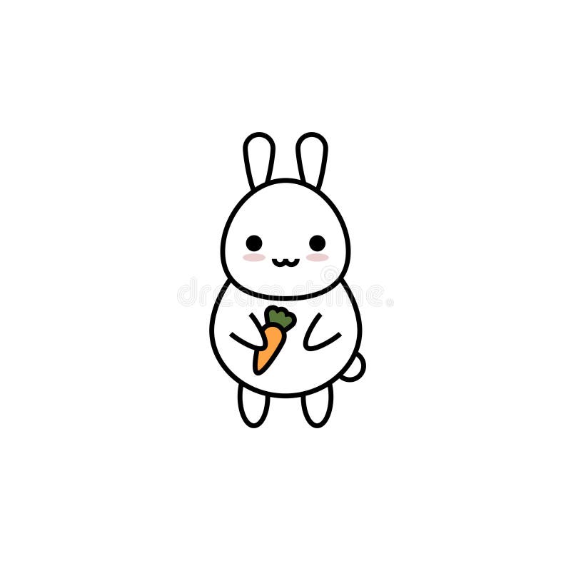 Cute Rabbit on White Background in Simple Drawing Line. Stock Vector ...