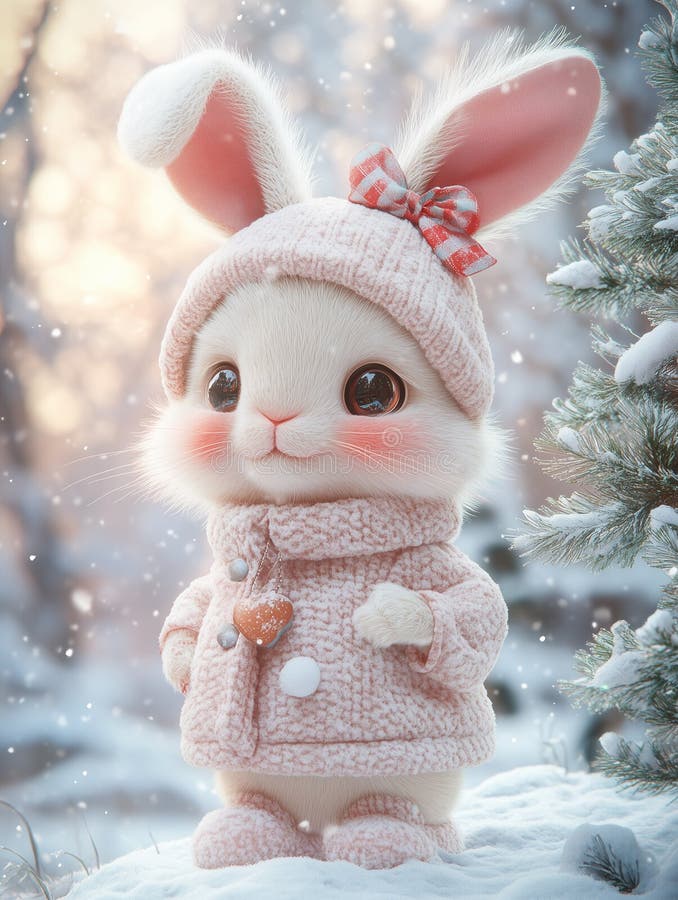 Cute Rabbit in Winter Setting. Suitable for Animal Lovers and Nature ...
