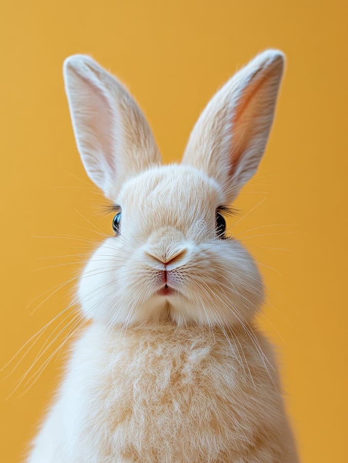 A Cute Rabbit with a Yellow Background. Stock Photo - Image of animal ...