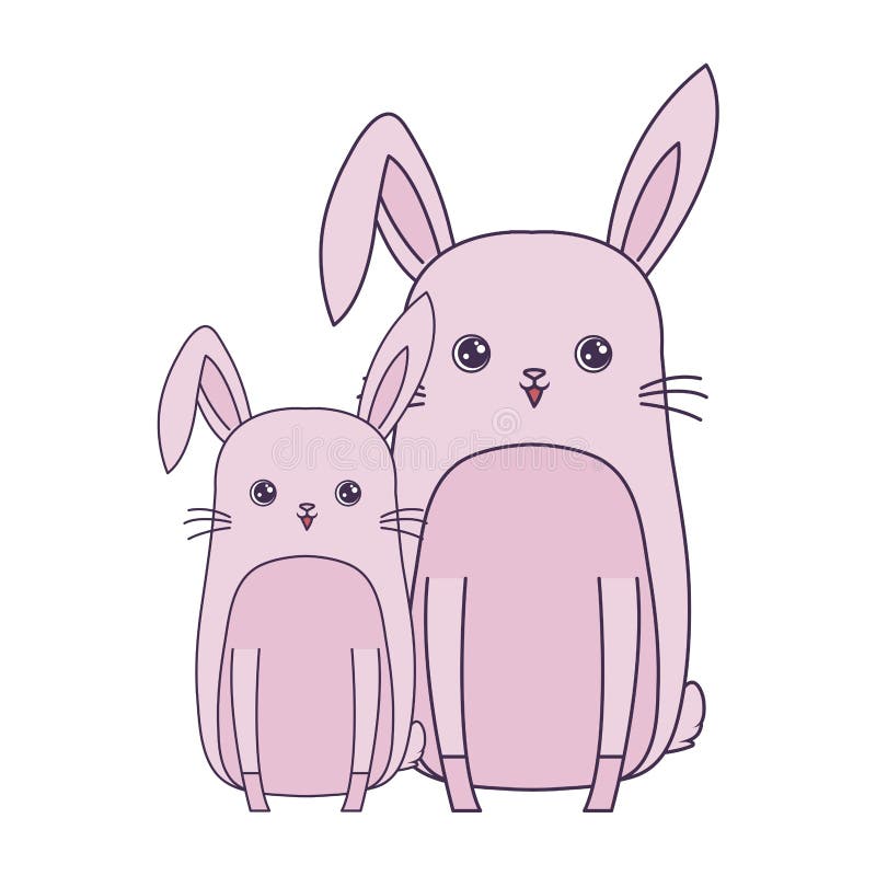 Cute Rabbits Couple Characters Vector Illustration Stock Illustration ...