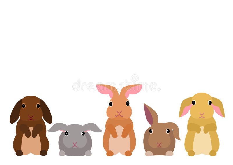 Cute rabbits border set stock vector. Illustration of feet - 132619925