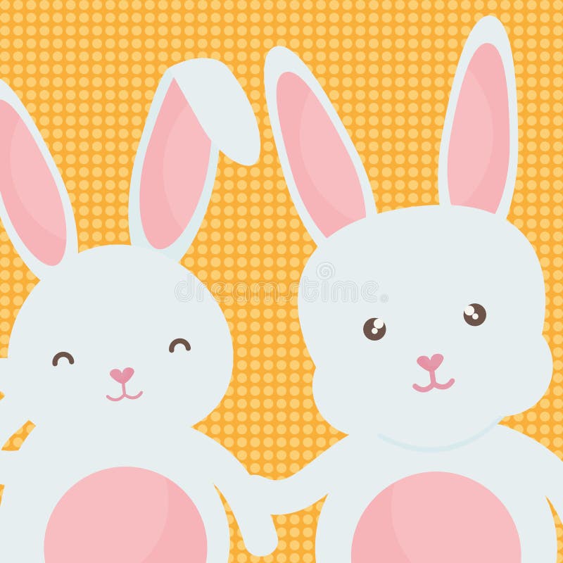 Cute Rabbits Characters Icon Stock Vector - Illustration of baby ...