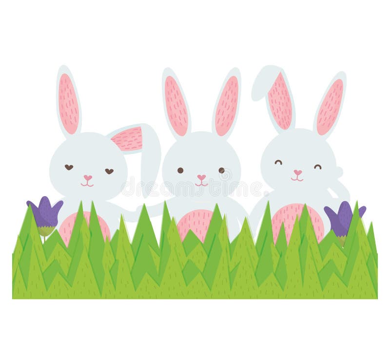 Rabbits field stock vector. Illustration of bunny, cartoon - 4770767