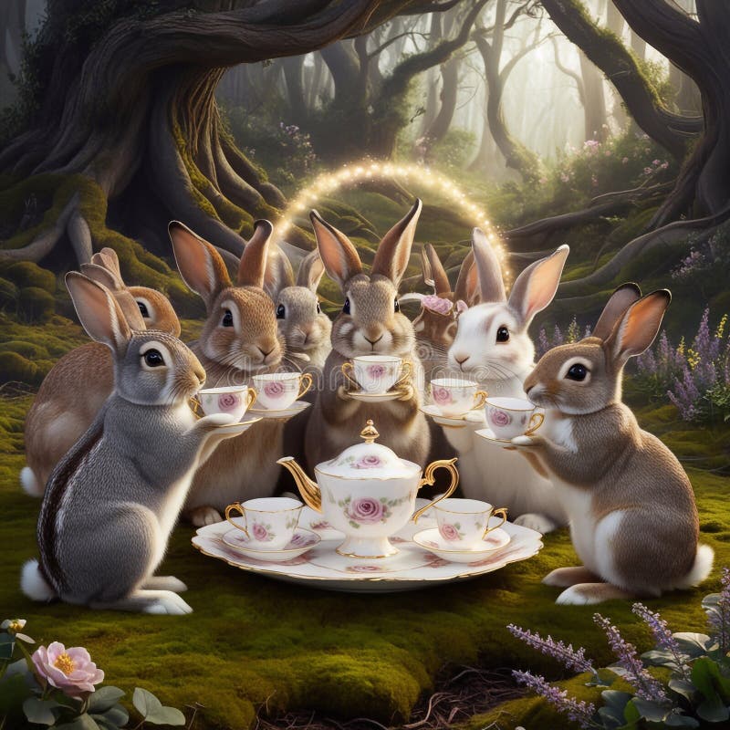 Cute Rabbits. Generative AI Stock Illustration - Illustration of ...