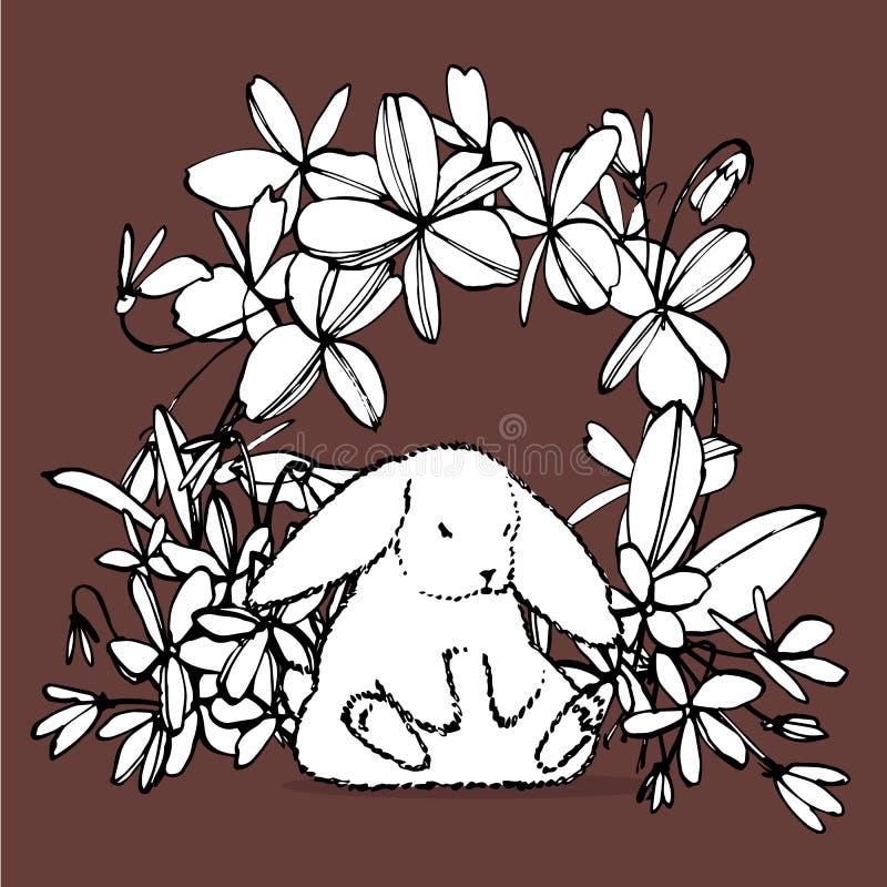 Cute Rabbits, Hand Draw Illustration. Draw Vector Illustration Set ...