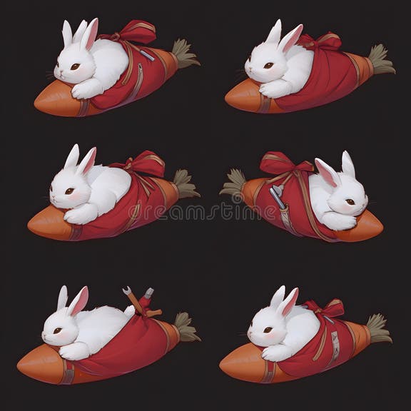 Cute Rabbits Hiding in Carrots Stock Illustration - Illustration of ...