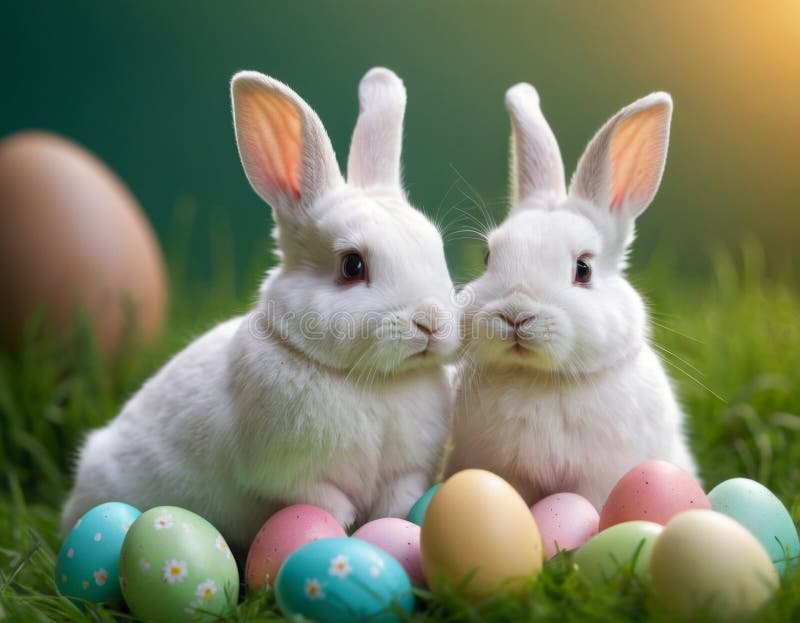 Cute Rabbits for the Holiday of Holy Easter. Stock Image - Image of ...