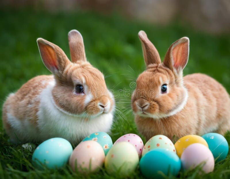 Cute Rabbits for the Holiday of Holy Easter. Stock Image - Image of ...
