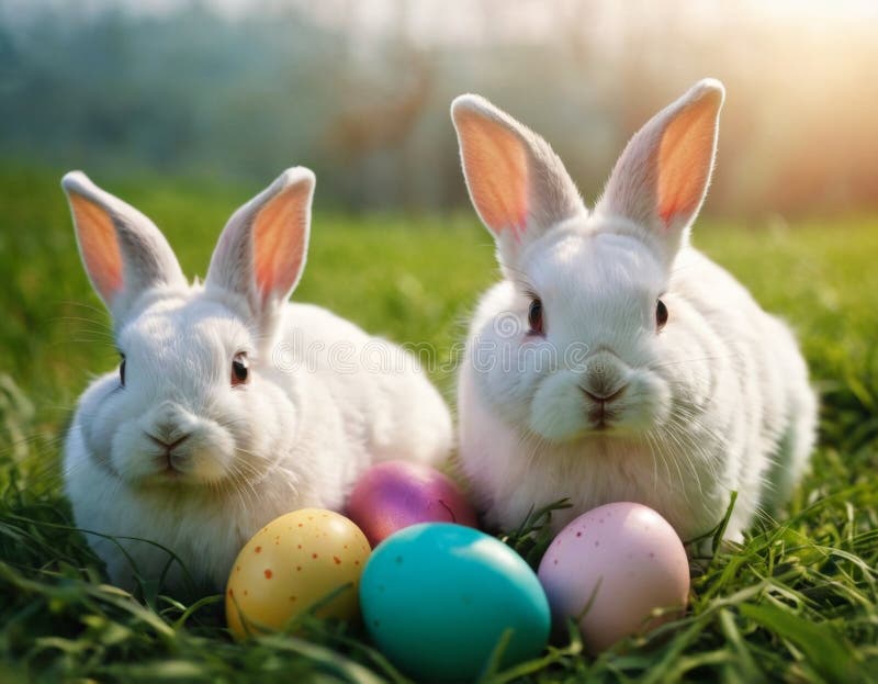 Cute Rabbits for the Holiday of Holy Easter. Stock Image - Image of ...