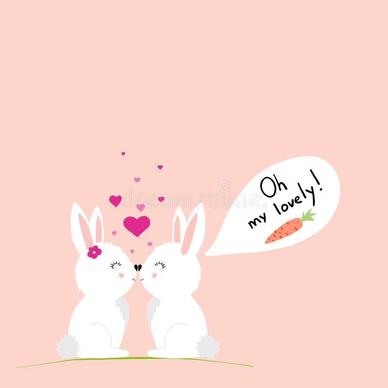 Love You Romantic Card Rabbits Stock Illustrations – 28 Love You ...