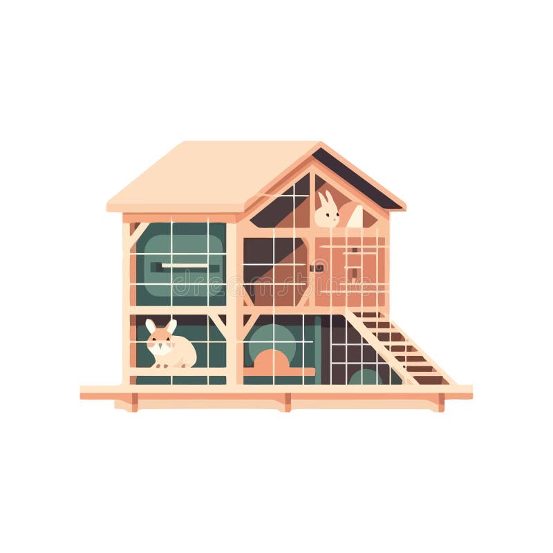 Cute Rabbits in Rural Cottage Stock Vector - Illustration of wooden ...