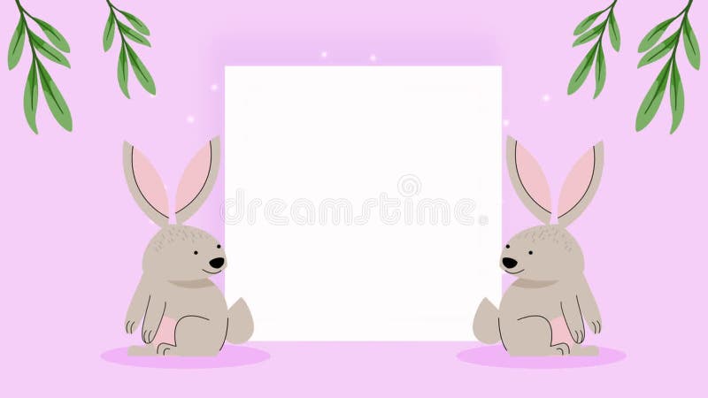 Cute Rabbits with Square Frame Animation Stock Video - Video of ...