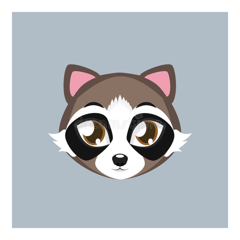 Cute Raccoon Avatar with Flat Colors Stock Vector - Illustration of ...