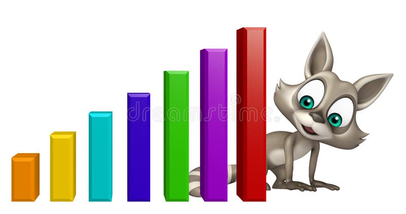 Cute Raccoon Cartoon Character with Graph Stock Illustration ...