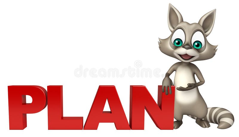 Cute Raccoon Cartoon Character with Plan Stock Illustration ...