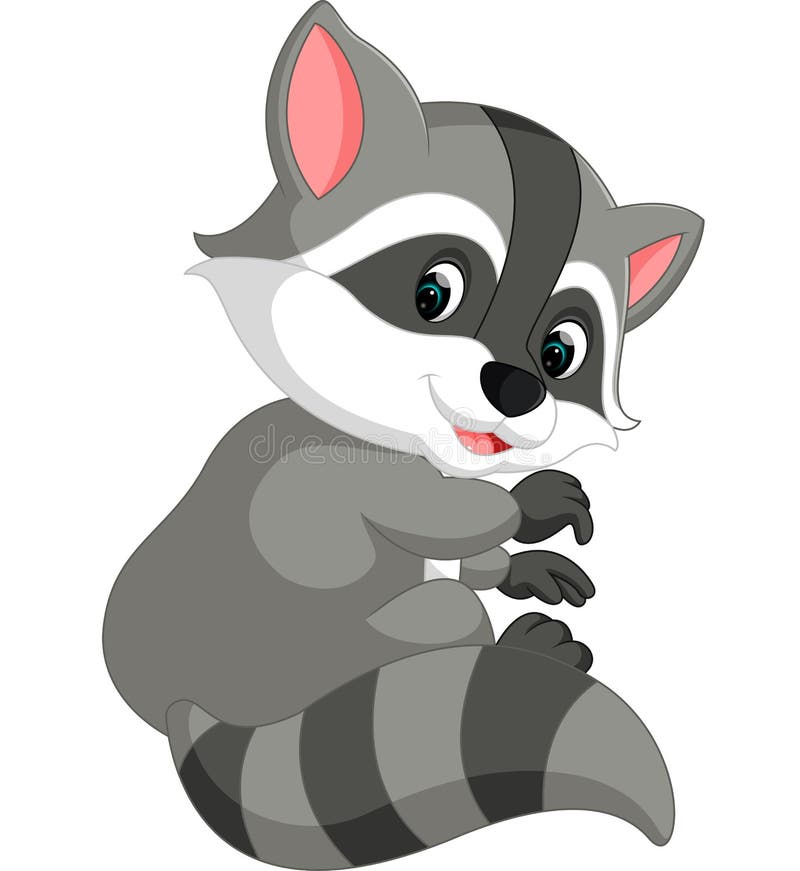 Cute Raccoon Cartoon Sitting and Eating Cookies Stock Vector ...