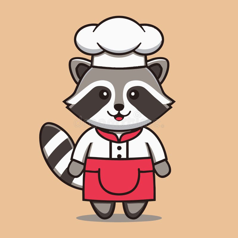 A Cute Raccoon in a Chef Costume Stock Vector - Illustration of cute ...