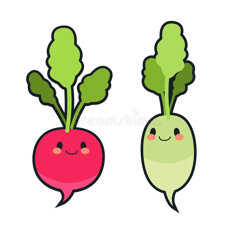 Cute radish characters stock illustration. Illustration of fruit ...