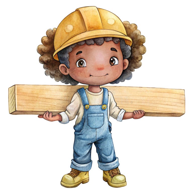 Cute Rag Doll Style Black People Minimal Engineer Construction Stock ...