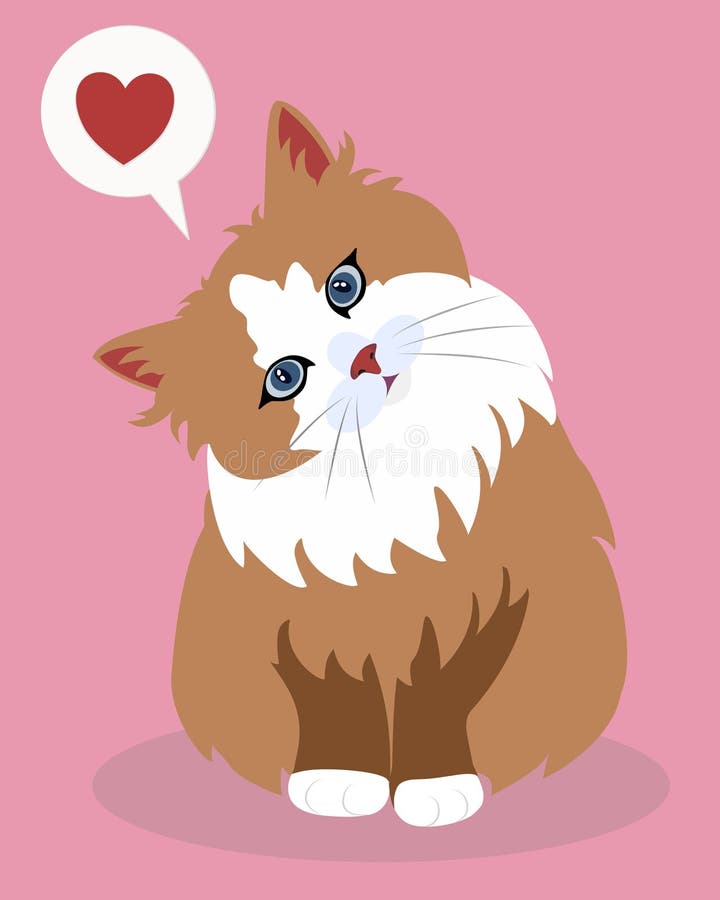 A Cute Ragdoll Cat Thinking of Love Stock Vector - Illustration of ...