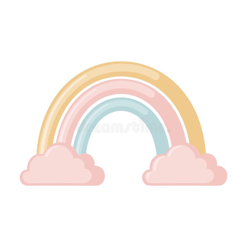 Cute Rainbow Icon in Flat Style Isolated on White Background Stock ...