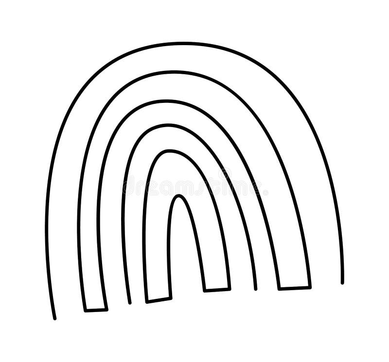 Cute Rainbow Line Art Icon Symbol of Peace Decorative Element Stock ...