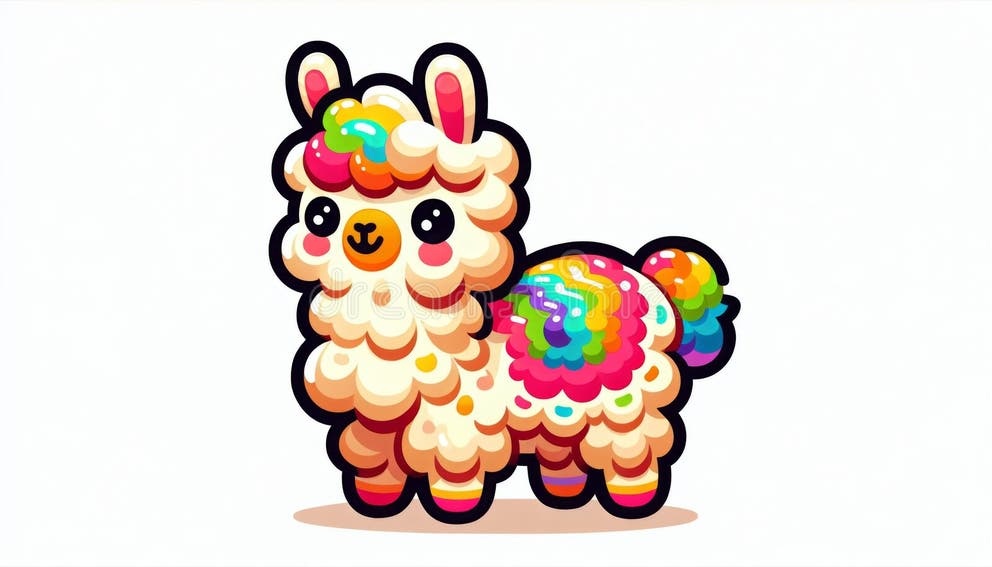 Cute Rainbow Llama Pixel Art Illustration Stock Illustration ...
