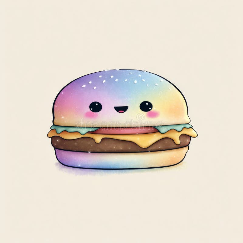Cute Rainbow Pastel Burger Illustration Stock Illustration ...
