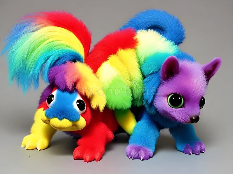 Cute Rainbow Pet Animal, Generative AI Illustration Stock Illustration ...