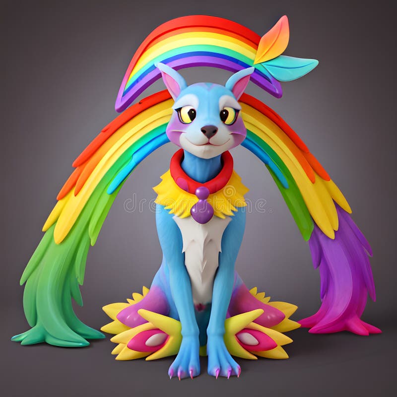 Cute Rainbow Pet Animal, Generative AI Illustration Stock Illustration ...