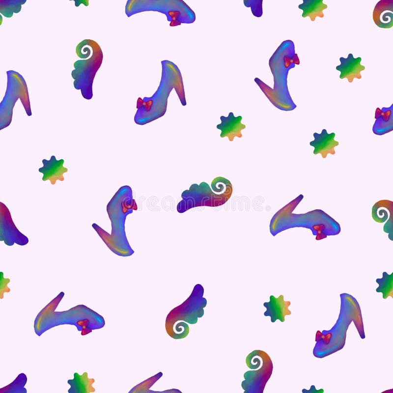Cute Rainbow Princess Shoe Pattern Stock Illustration - Illustration of ...