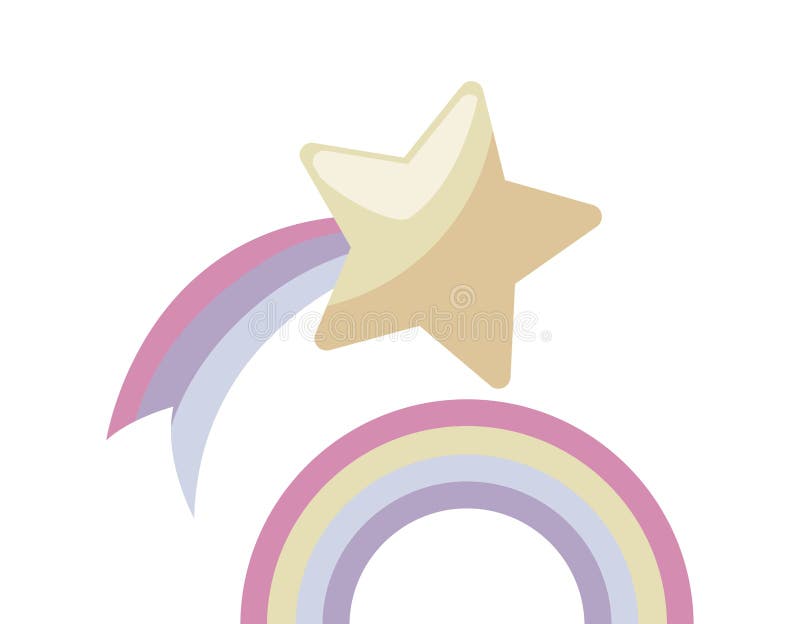 Cute rainbow with star stock vector. Illustration of graphic - 142362100