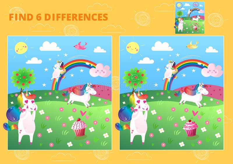 Summer Find Differences Game for Children. Beach Holiday Preschool ...