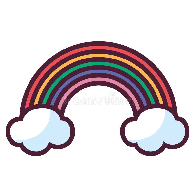Cute rainbow weather icon stock vector. Illustration of vector - 142496431