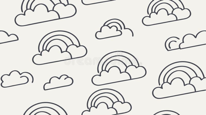 Cute Rainbows and Clouds, Whimsical Weather Pattern Vector Art, Vector ...
