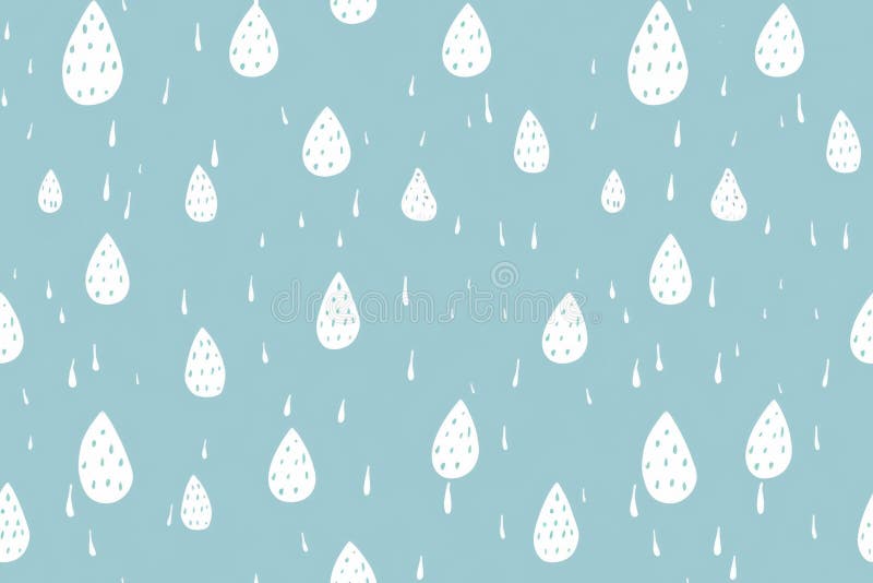 Cute Raindrops Pattern, Light Blue Background, White Drops, Simple ...