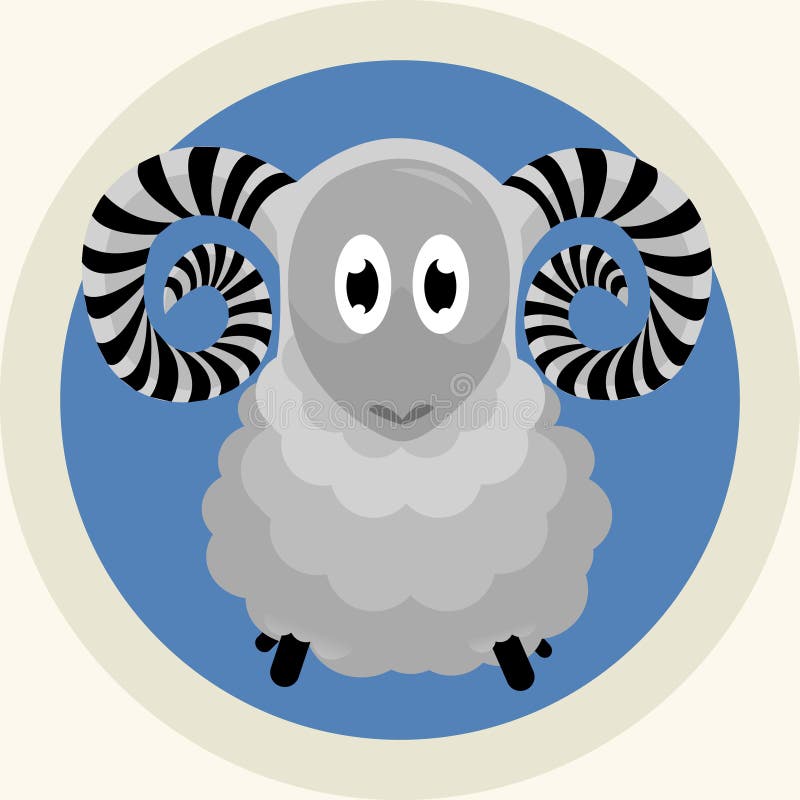 Cute ram stock vector. Illustration of grin, goat, design - 12566254