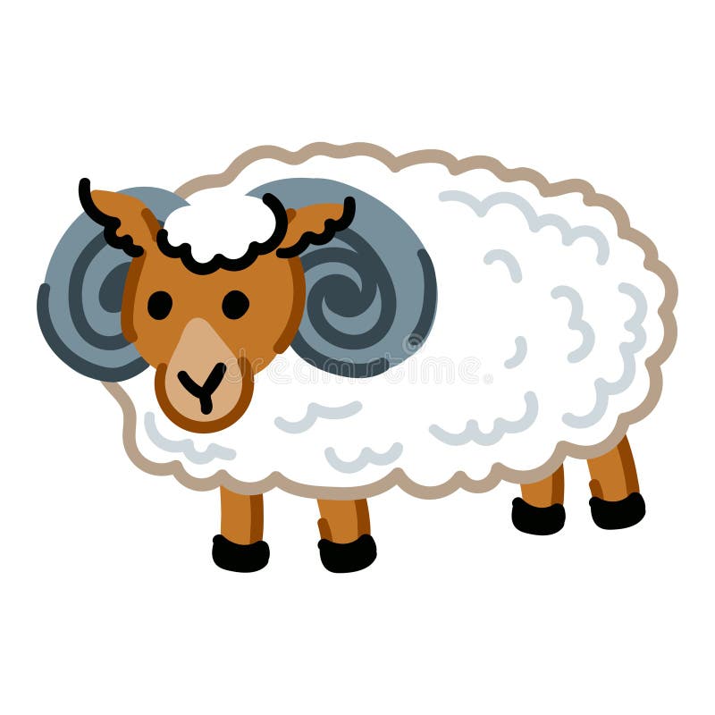 Cute Ram Isolated on White Background. Stock Illustration ...