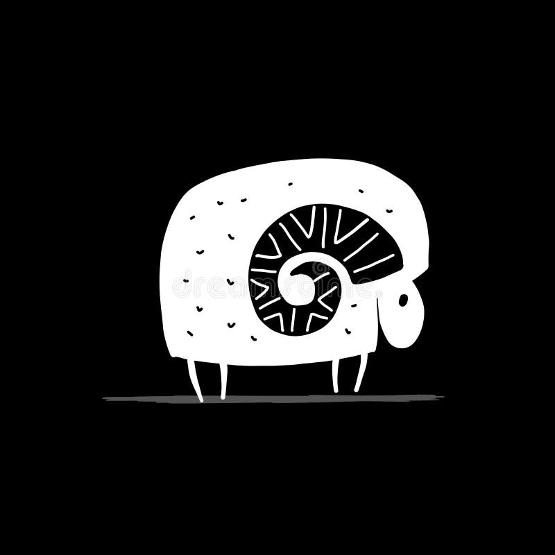 Cute Ram, Simple Sketch for Your Design Stock Vector - Illustration of ...