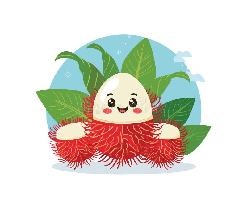 Cute Rambutan Fruit Illustration Stock Illustration - Illustration of ...