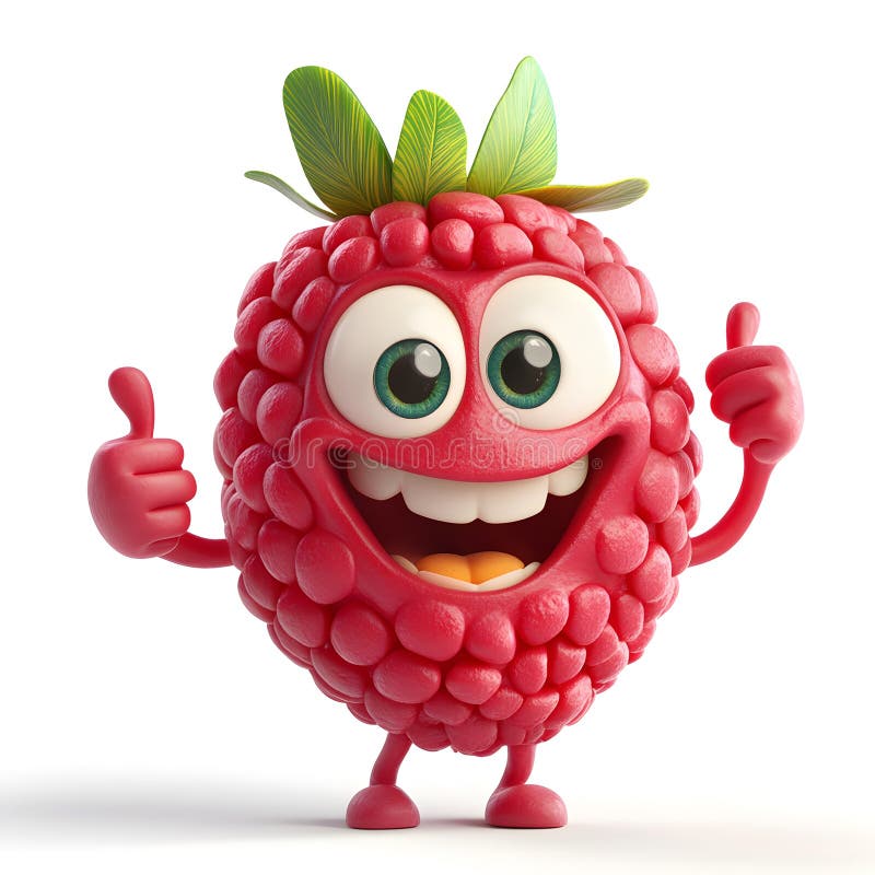 Cute Raspberry Character Giving a Thumbs Up with a Big Smile in a ...