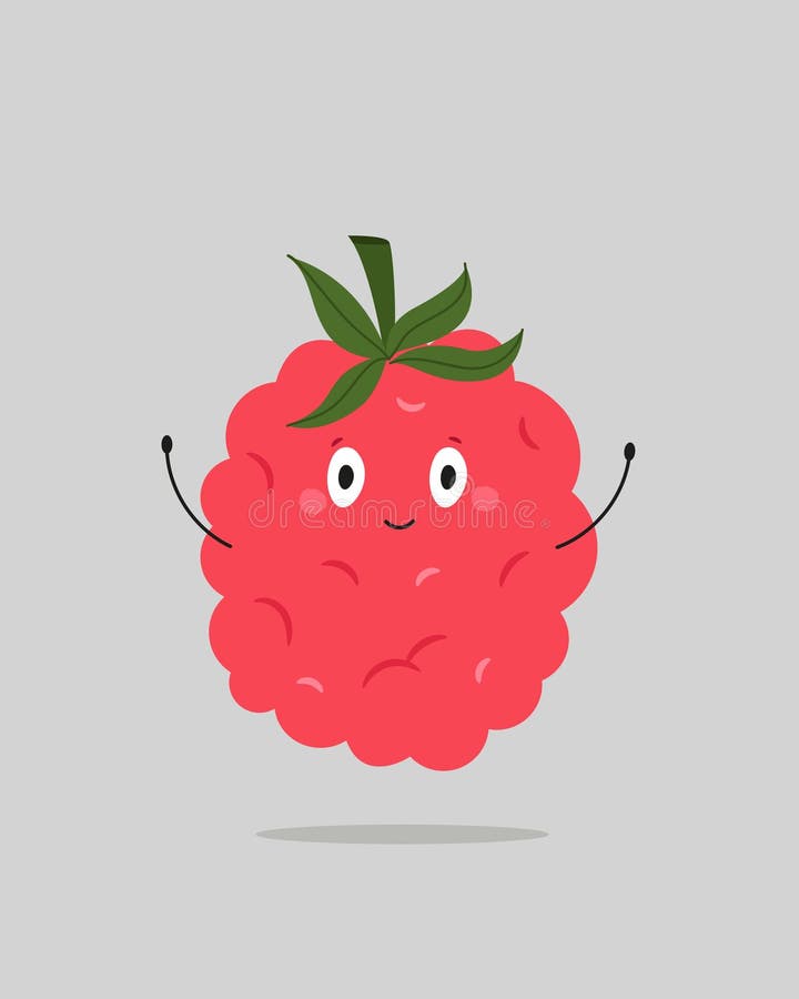 Cute Raspberry with Face and Hands. Funny Fruit, Berry Cartoon ...